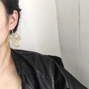Jewelry | New Big Gold Palm Tree Hoop Dangle Earrings | Poshmark